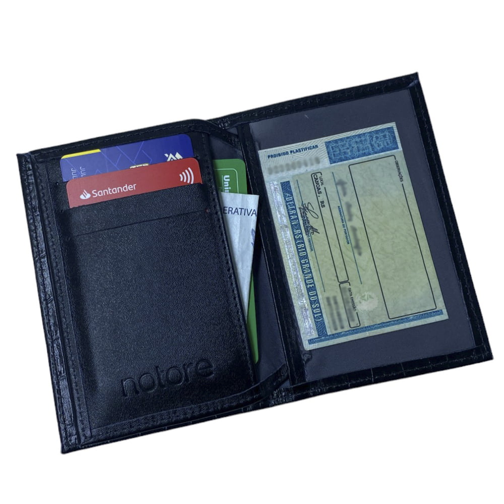 Kit 2 Porta Cartões Feminino Couro Preto - NOTORE
